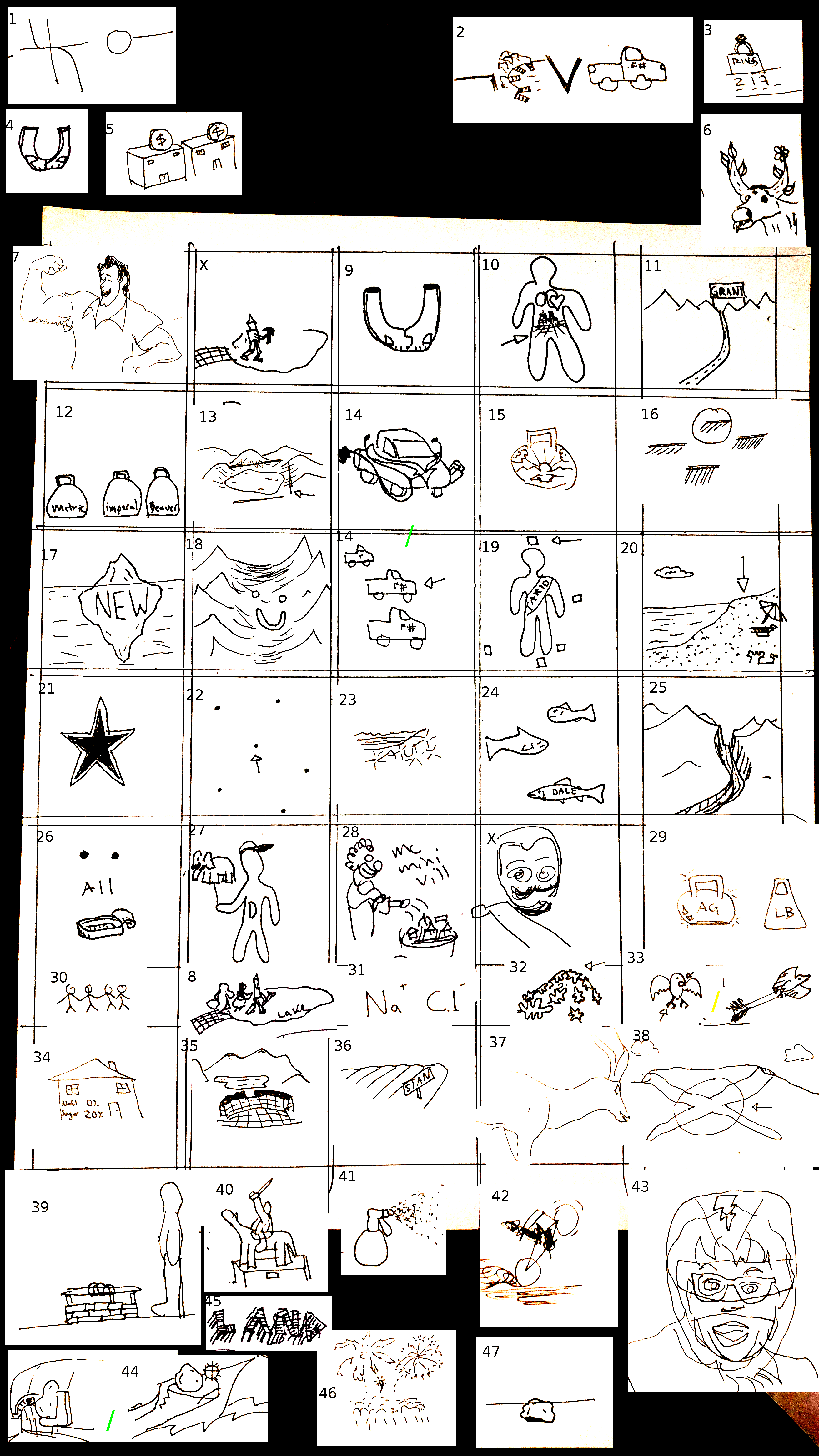 Picture-riddle "Towns in Oregon" guessing game, with bonus second page ...